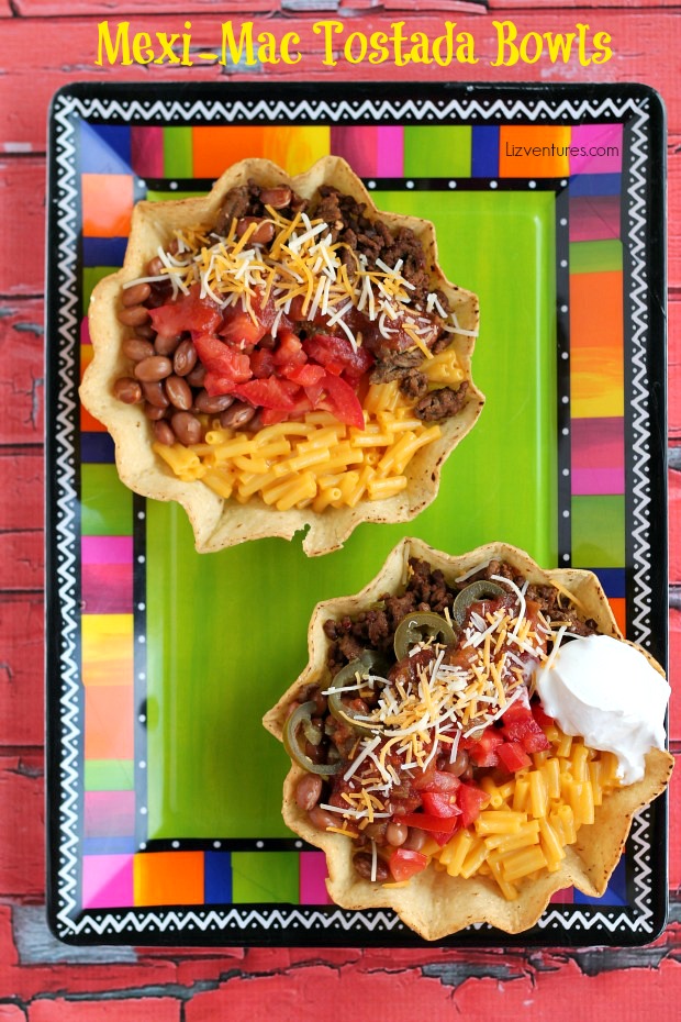 Mexi-Mac Tostada Bowls | Mexican Macaroni and Cheese